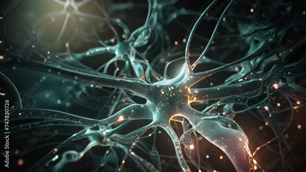 3D Illustration of a neuron or nerve cell with neurons and nervous ...