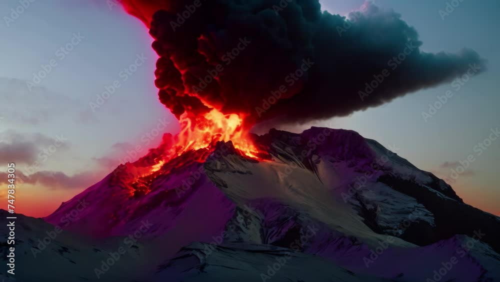 Volcanic eruption with ash and smoke in Kamchatka, Russia, A small ...