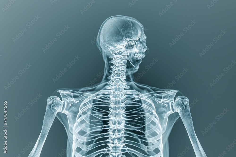 A close-up image revealing the intricate details of a persons skeleton ...