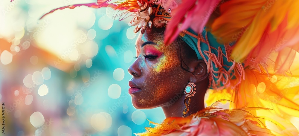 A vision of splendor and celebration, a masked reveler bedazzles the ...