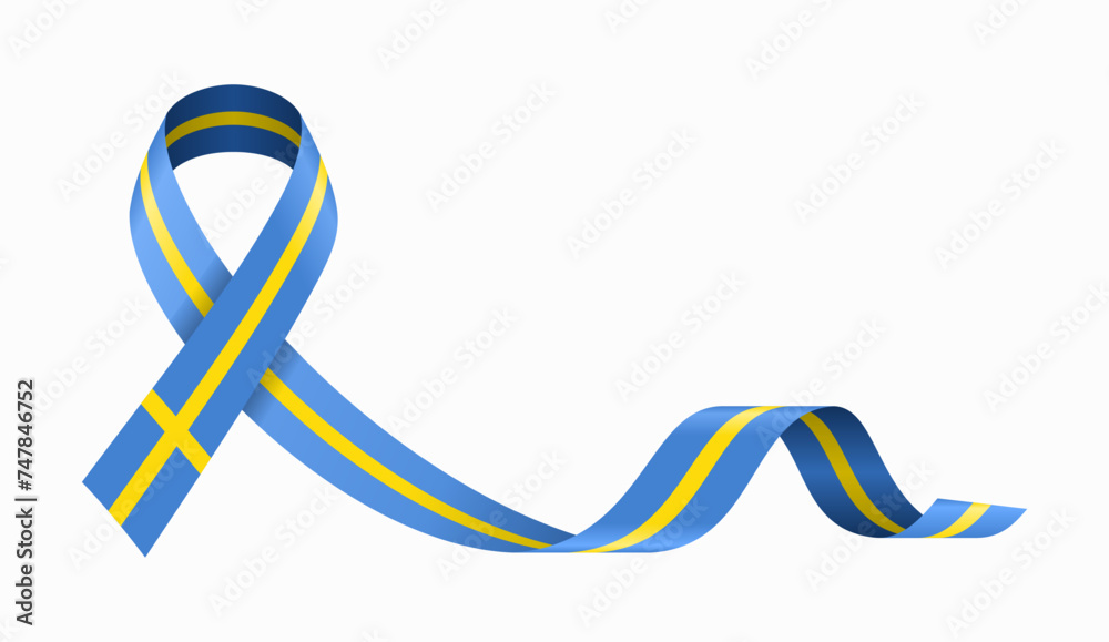 Swedish flag stripe ribbon wavy background layout. Vector illustration ...