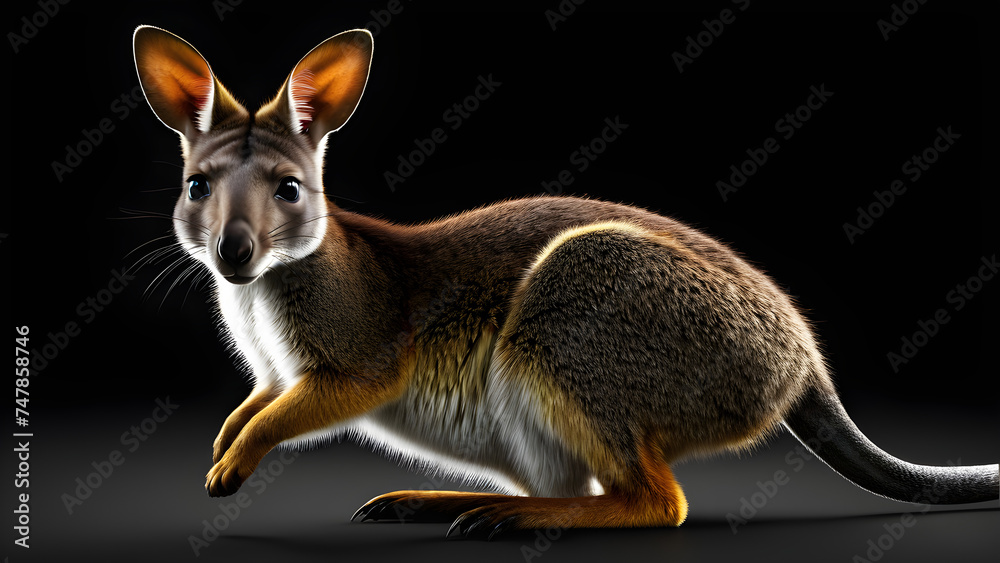 animal wallaby on a black background. cartoon faces, animal cartoon ...