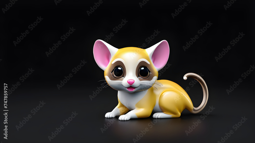 a pet animals sugar glider emoji on black background. cartoon faces ...