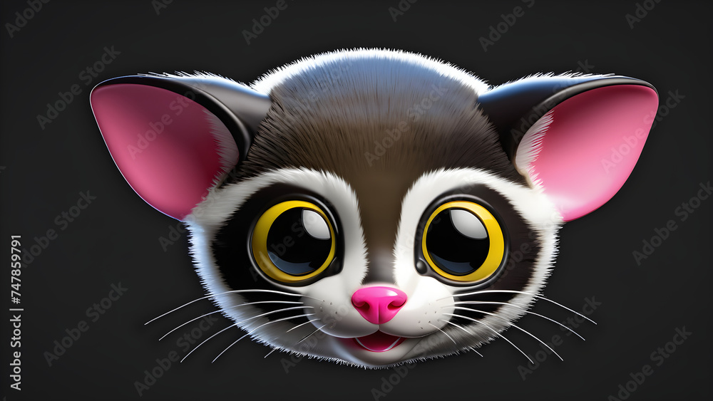 a pet animals sugar glider emoji on black background. cartoon faces ...