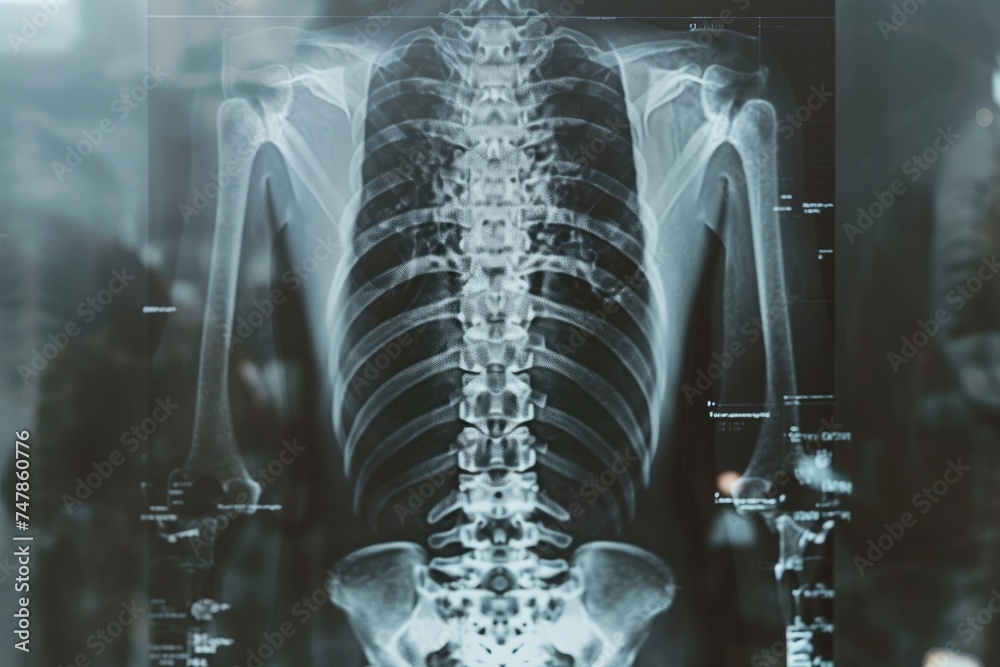 An x-ray image showcasing a detailed view of a mans skeletal structure ...