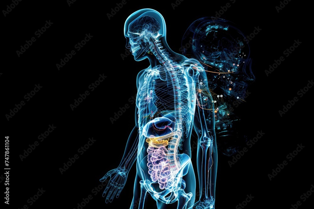 This x-ray image captures the internal structure of a human body ...