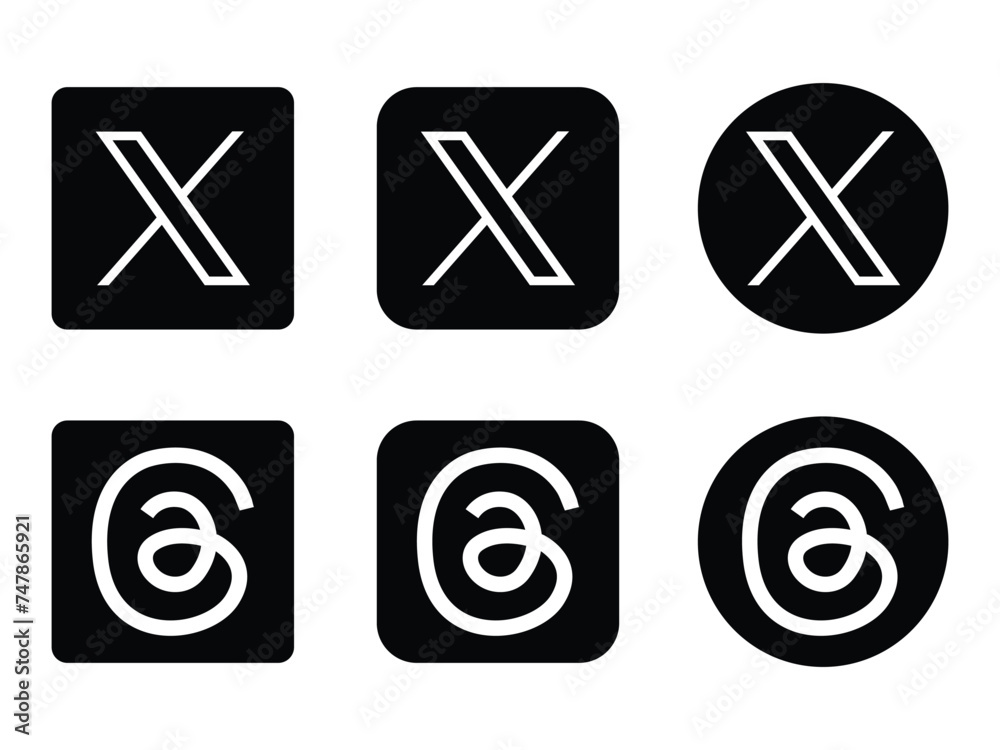 X logo, Threads logo, Twitter new logo, threads icon symbol. Stock ...