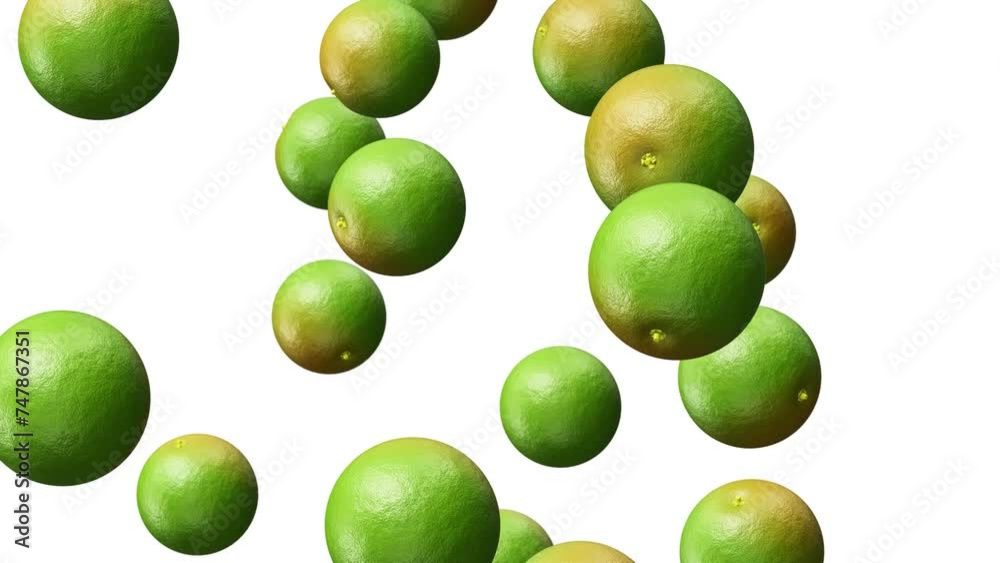 Realistic looping 3D animation of the fresh ripe calamansi citrus ...