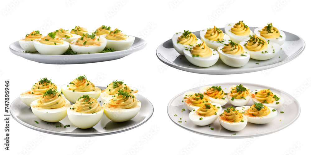 Collection of deviled egg isolated on a white background as transparent ...