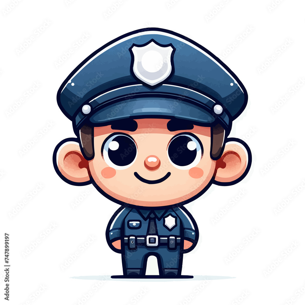 Adorable Cartoon Police Officer Full Body Illustration, Child-Friendly ...