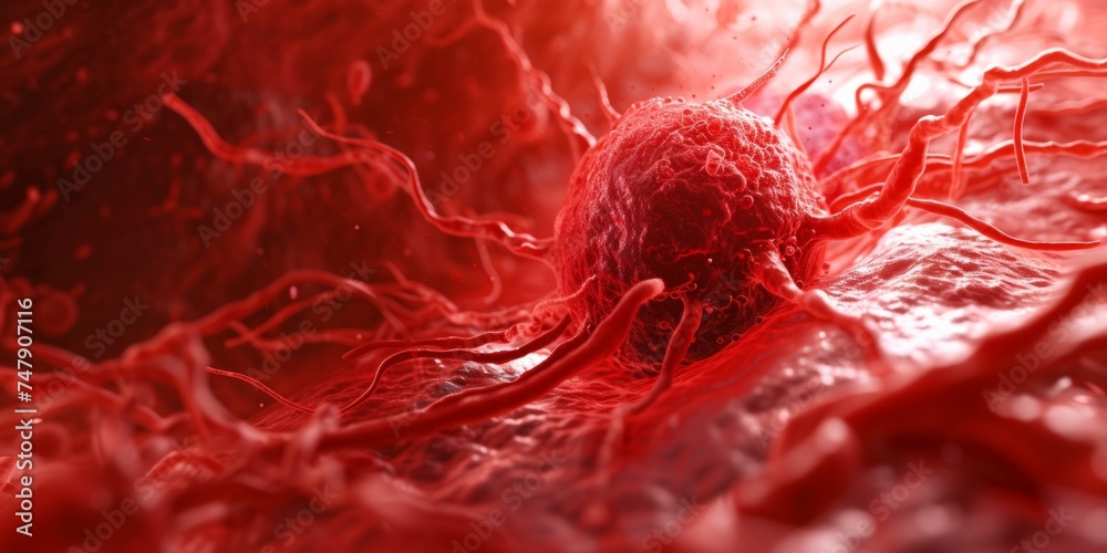 Horrible Red Cancer Cells Disease Spreading on an Organ inside Human ...