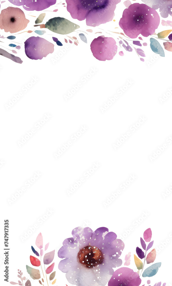 Watercolor floral frame. PNG transparent background Stock Illustration ...