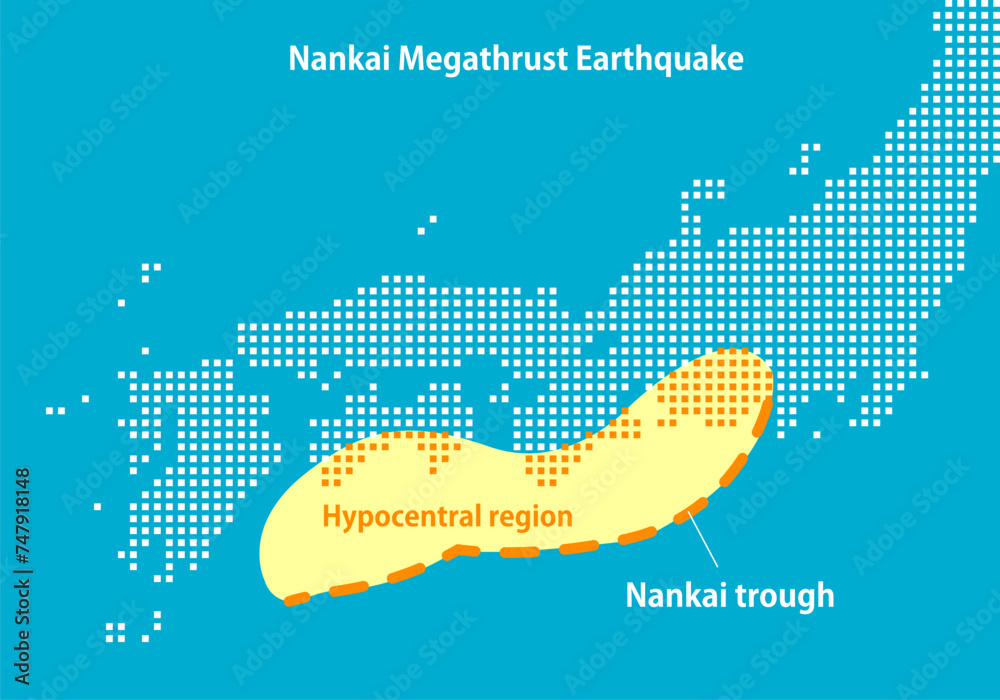 Hypocentral region map of Nankai trough earthquake. Stock Vector ...