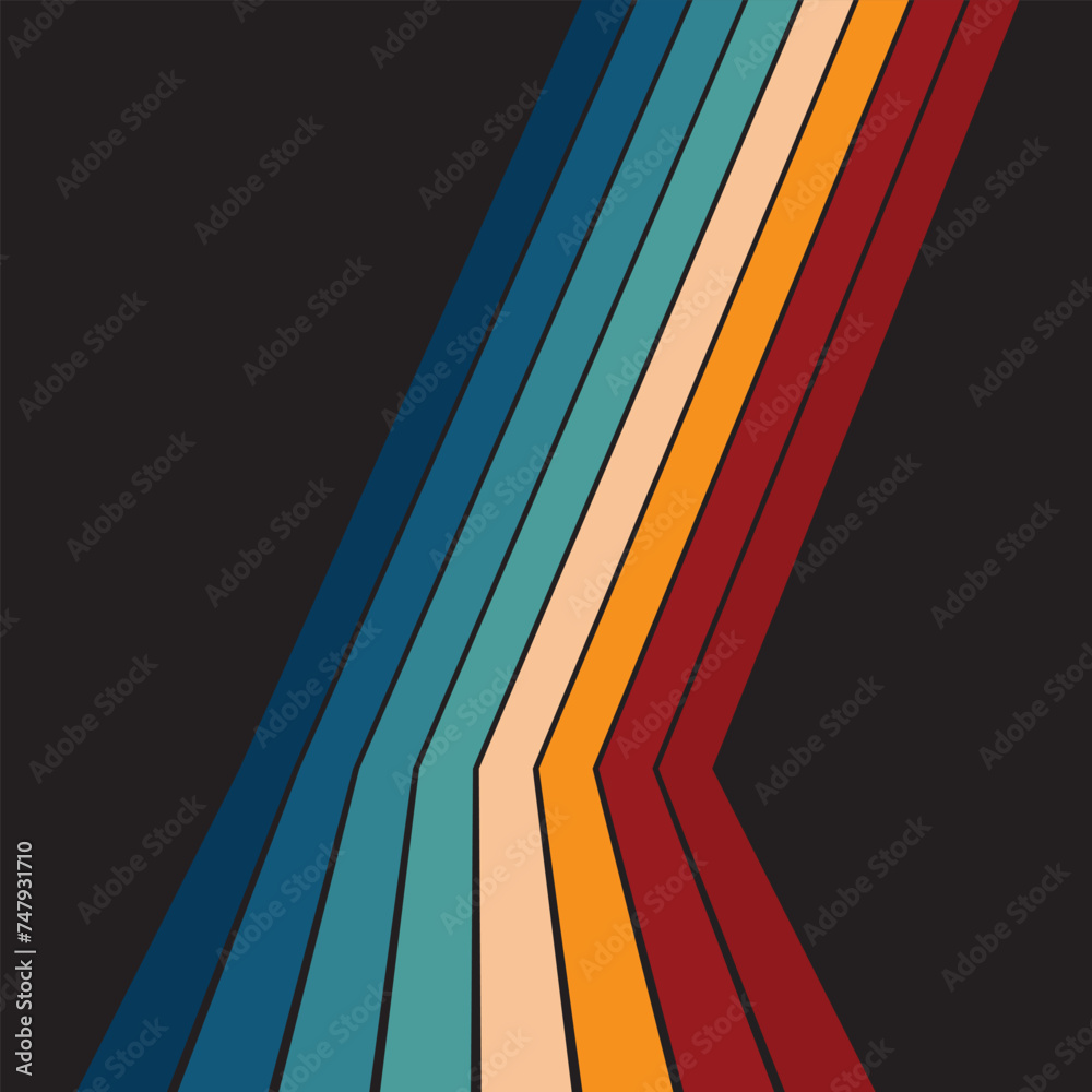 Retro stripes in a perspective. Vintage lines background. Sixties and ...