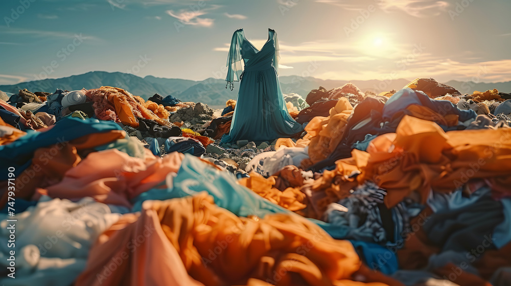Heap Of Clothes Tossed Into Landfill. Concept Fast Fashion Landfill ...