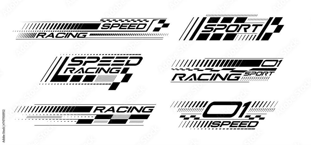 Racing stripes geometric lines design racing car hood sticker, dynamic ...