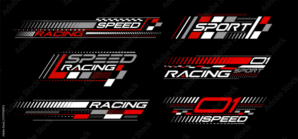 Racing stripes geometric lines design racing car hood sticker, dynamic ...