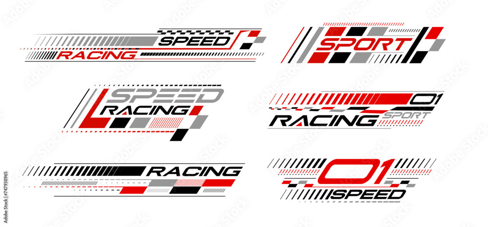 Racing stripes geometric lines design racing car hood sticker, dynamic ...