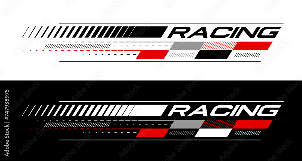 Racing stripes geometric lines design racing car hood sticker, dynamic ...