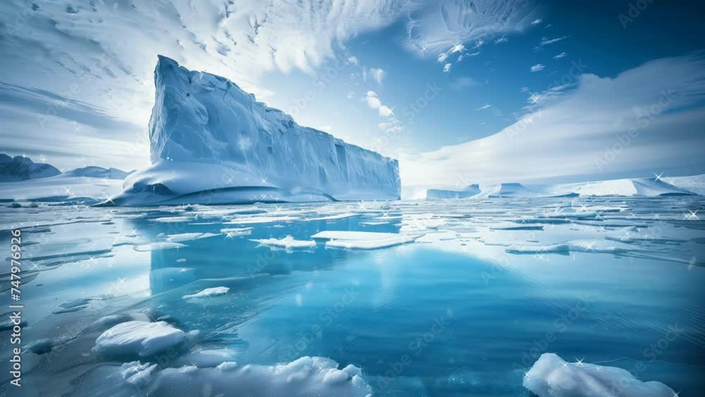 iceberg in polar regions, background, animation video, seamless looping ...