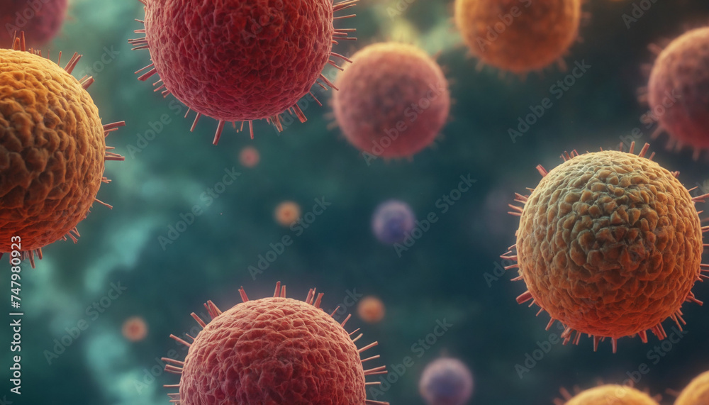 Multiplication of virus cells inside the body, taking over healthy ...