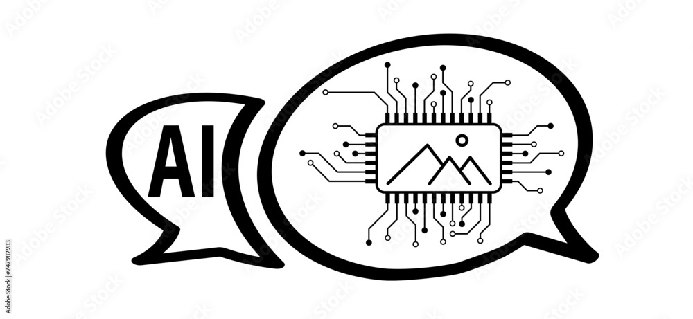 AI text or image generator. Artificial intelligence AI pictogram ...