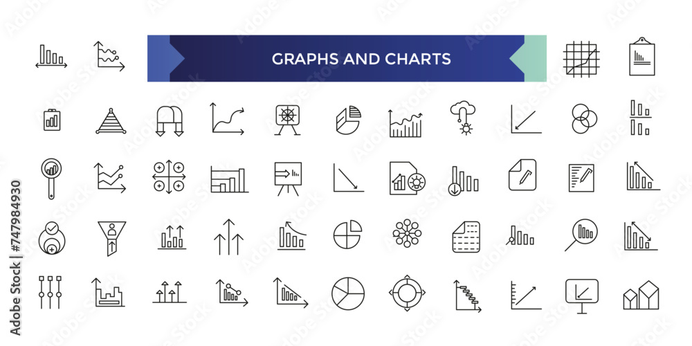 Graph and Charts line icons. Vector illustration include icon - data ...
