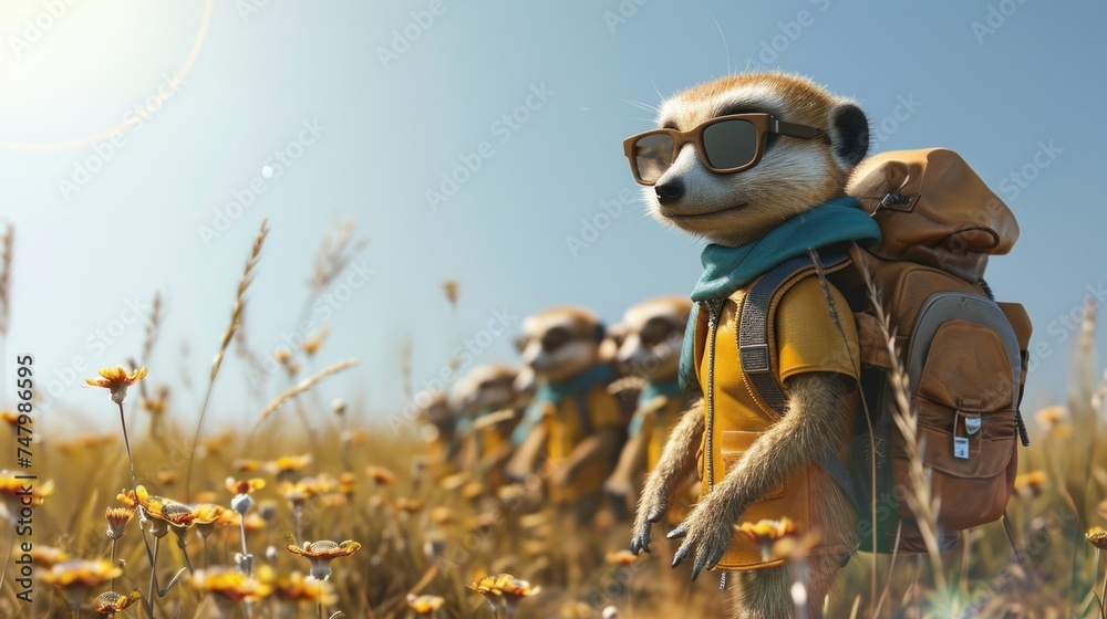Cartoon digital avatar of a Meerkat Scout Leader wearing a backpack and ...