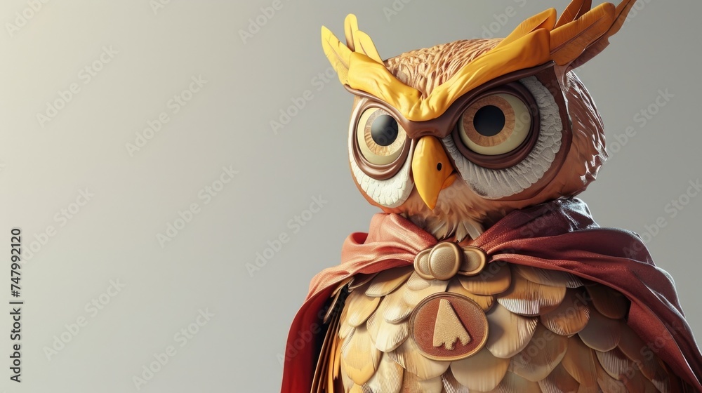 Cartoon digital avatars of a fierce owl night watchman, dressed in a ...