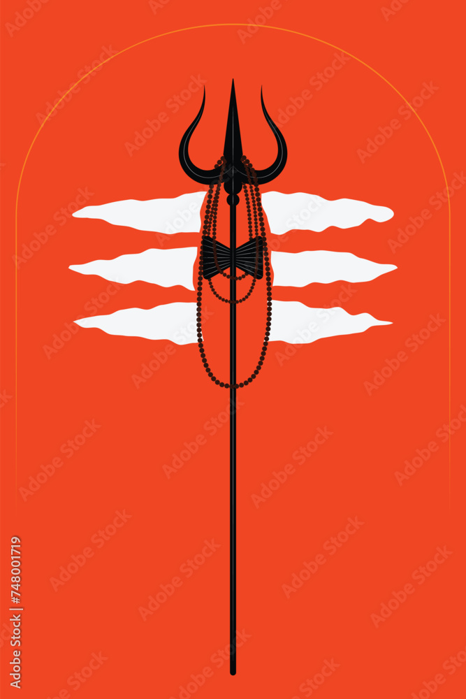 illustration of Lord shiva trishul sign and rudraksha mala Stock Vector ...