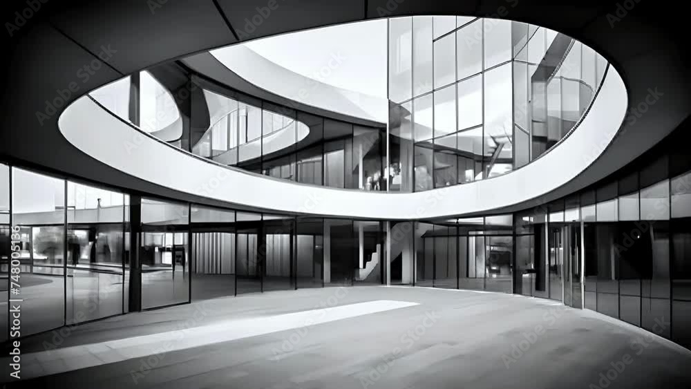 Vidéo Stock The interior of a modern office building with elliptical ...