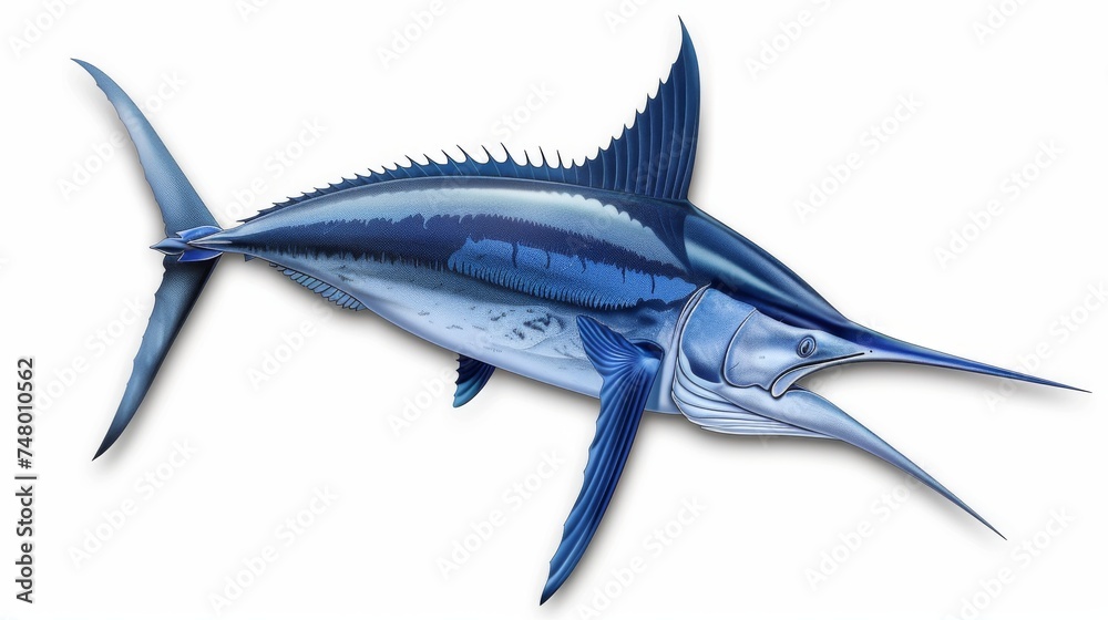 Isolated Marlin on White Background, A solitary marlin fish ...