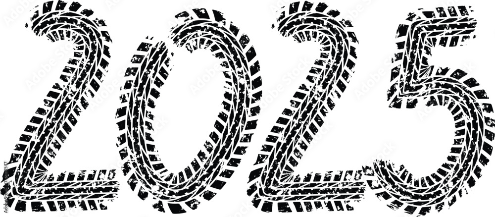 Tyre track numbers . Grunge texture . Screen print . Vector tire track ...