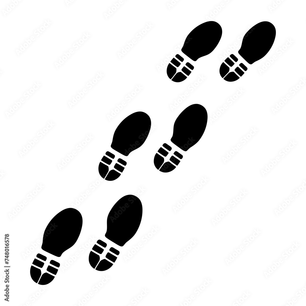 Human footprints icon set. Foot imprint, footsteps flat line black ...
