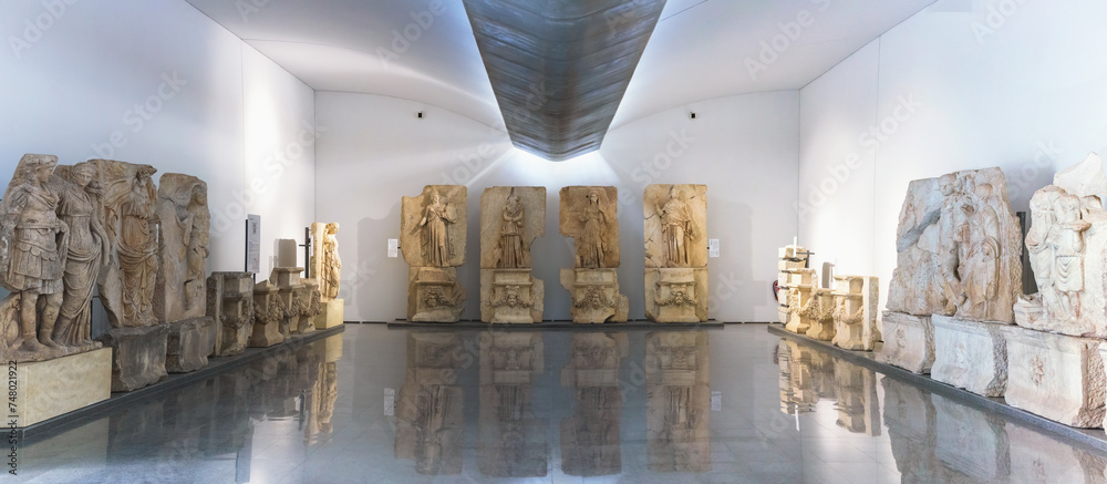 Aphrodisias museum. Hall of ancient roman reliefs of Sebasteion ...