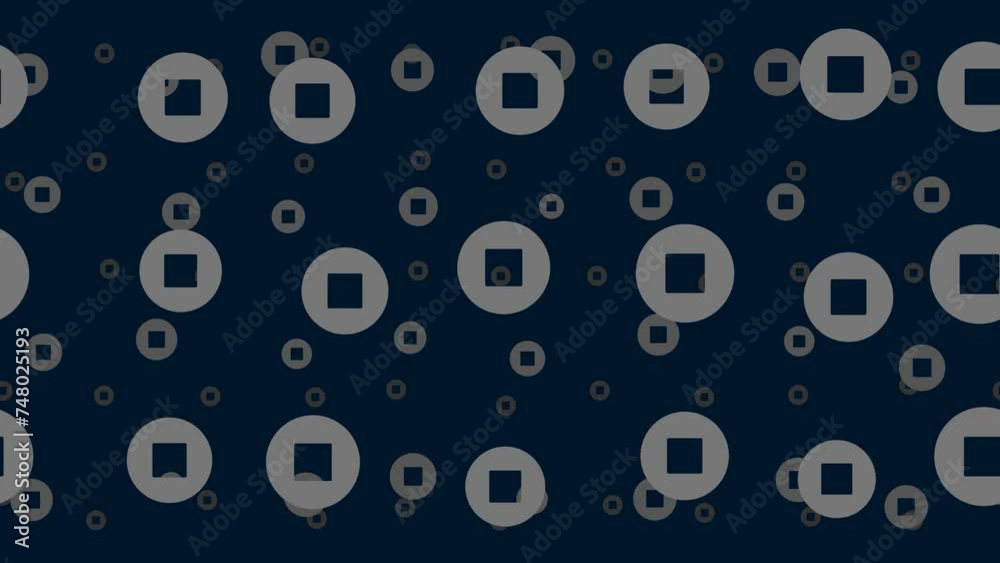 Stop media symbols float horizontally from left to right. Parallax fly effect. Floating symbols ...