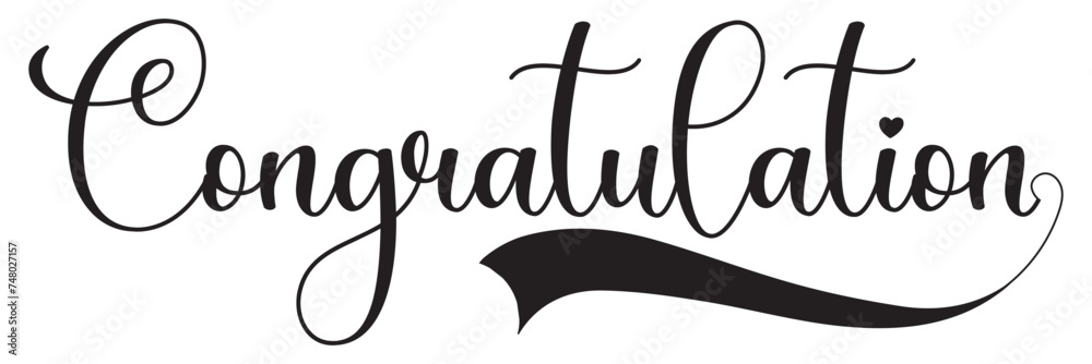 Cursive Typographic Template of Congratulations. Beautiful Calligraphy ...