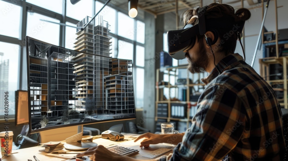 An architect uses virtual reality to interact with and visualize ...