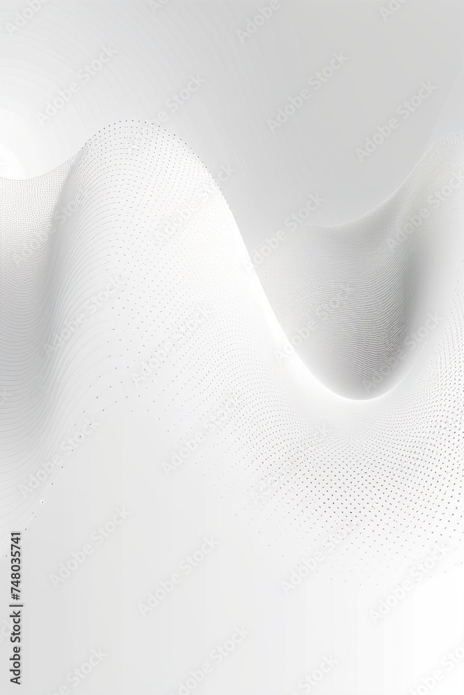White sound waves, abstract white background, vertical composition ...