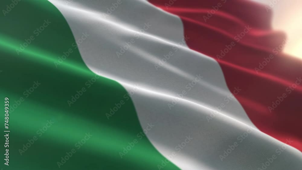 Fluttering the flag of the Italian nation. Shaking the national flag of ...