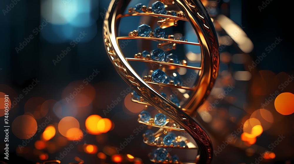 A visually striking image of a DNA double helix structure, intertwined ...