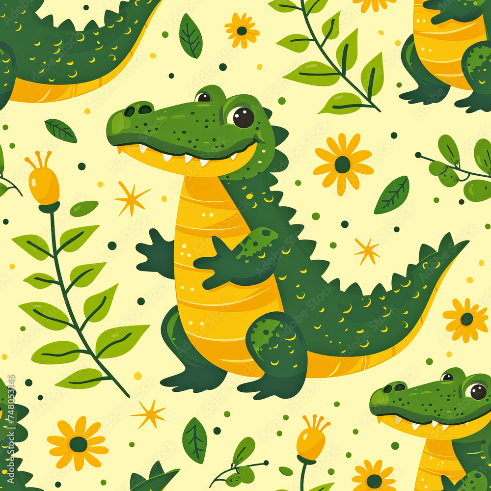 crocodile sea seamless tile pattern background, ai generated Stock ...