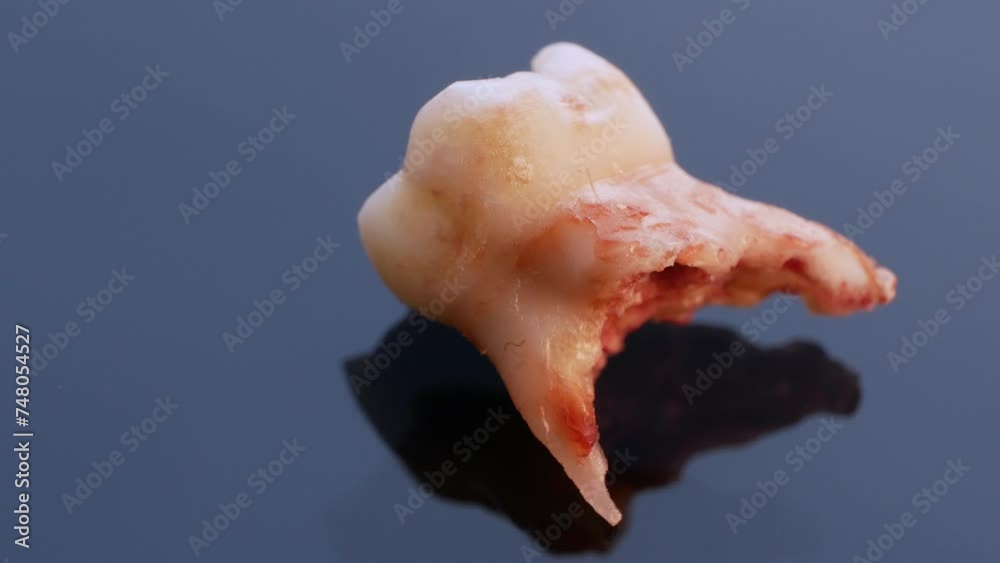 Boxing and Scurvy. Tooth 3D view, super close-up. Caries bacteria ...