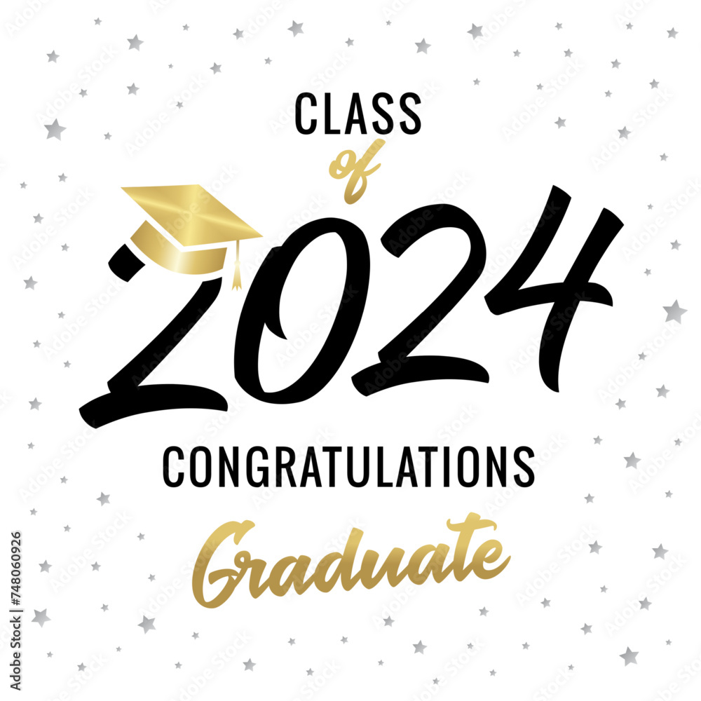 Graduating class of 2024 calligraphy greeting card. Class of 2024 ...