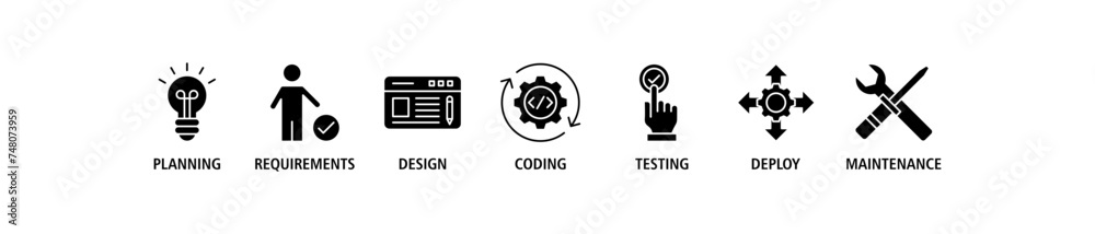 Software development life cycle banner web icon set vector illustration ...