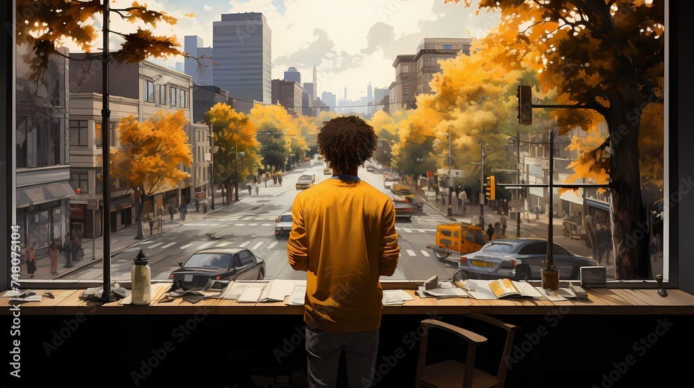 A visually striking image of a street performer creating a large-scale ...