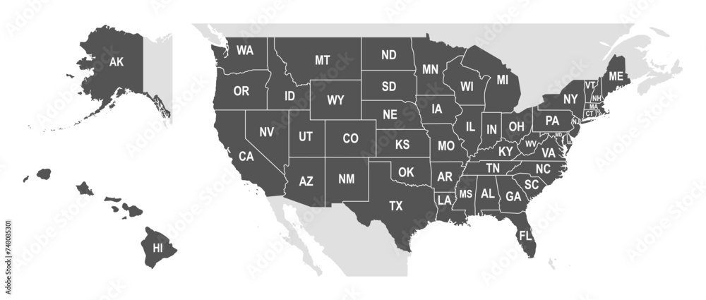 United States of America country infographic map, 50 states vector USA ...