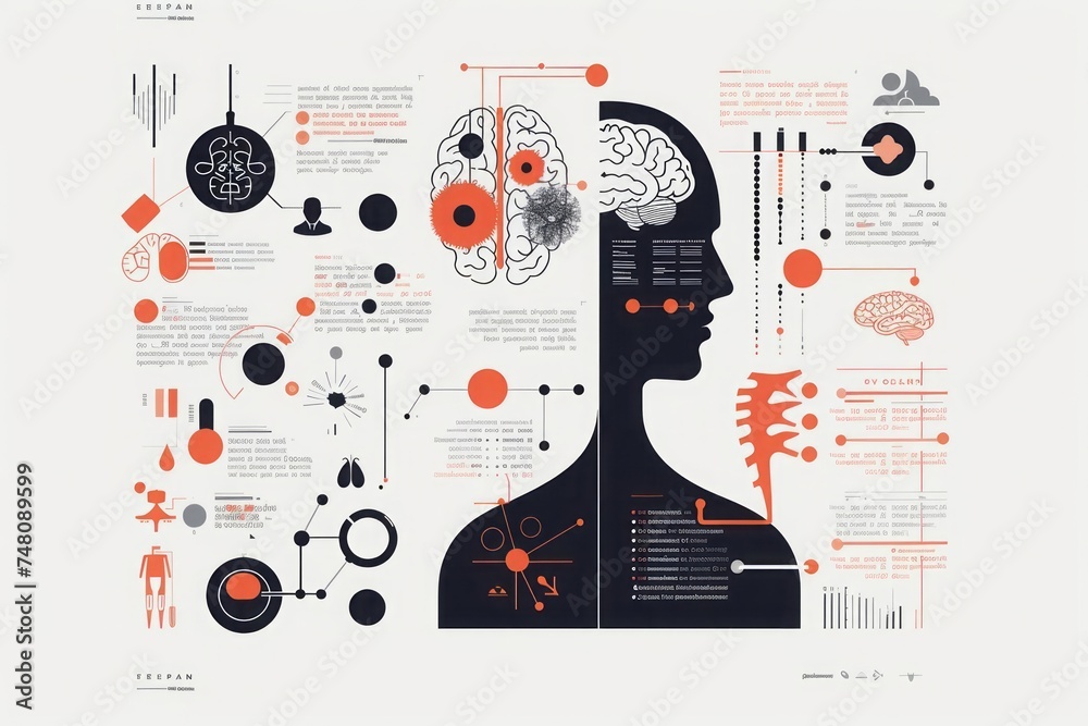 Minimalistic infographic that visually defines mental well-being. Key ...
