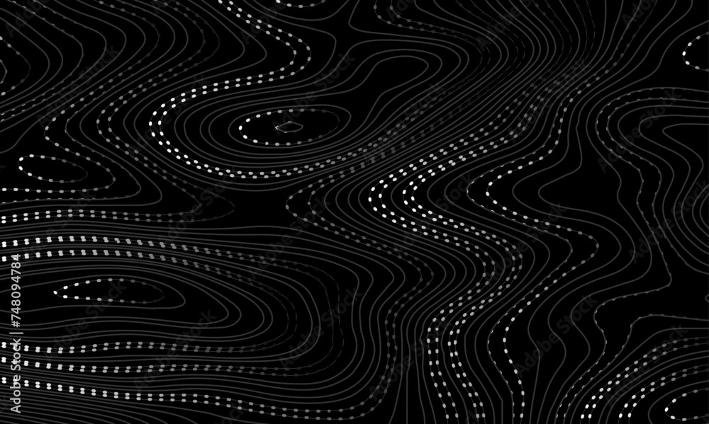 Abstract wave curved lines topographic contours map background ...