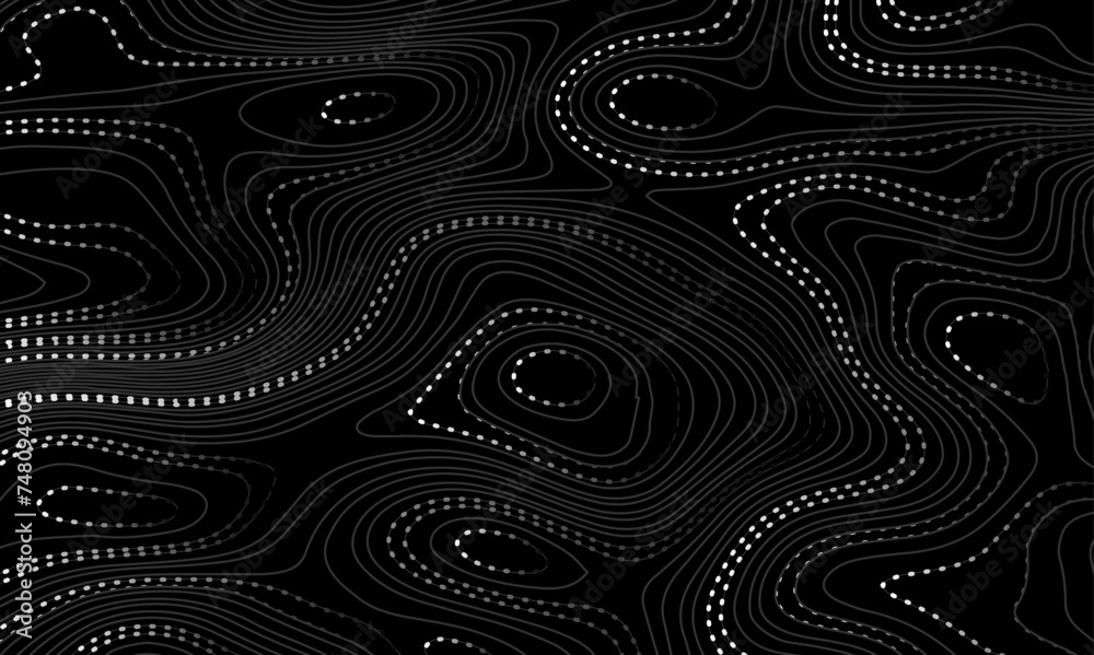 Wave topographic doted lines contour map, topographic wavy map dot line ...